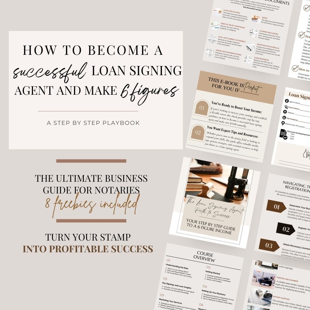 Loan Signing Agent Guide | Earn 100k+ | Step-by-step Ebook for Notary ...