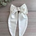 Ivory Long Tail Satin Hair Bow elegant Women Bow crystals Long Tail Bow ...