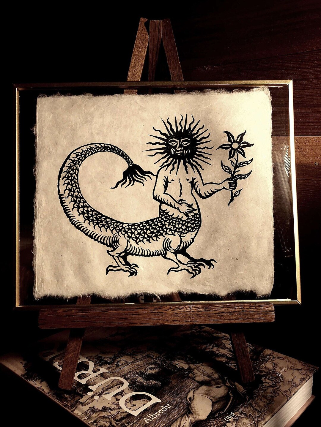 Lizard Sun - Handmade Linocut - 17x20cm 6.5x8in - Etsy