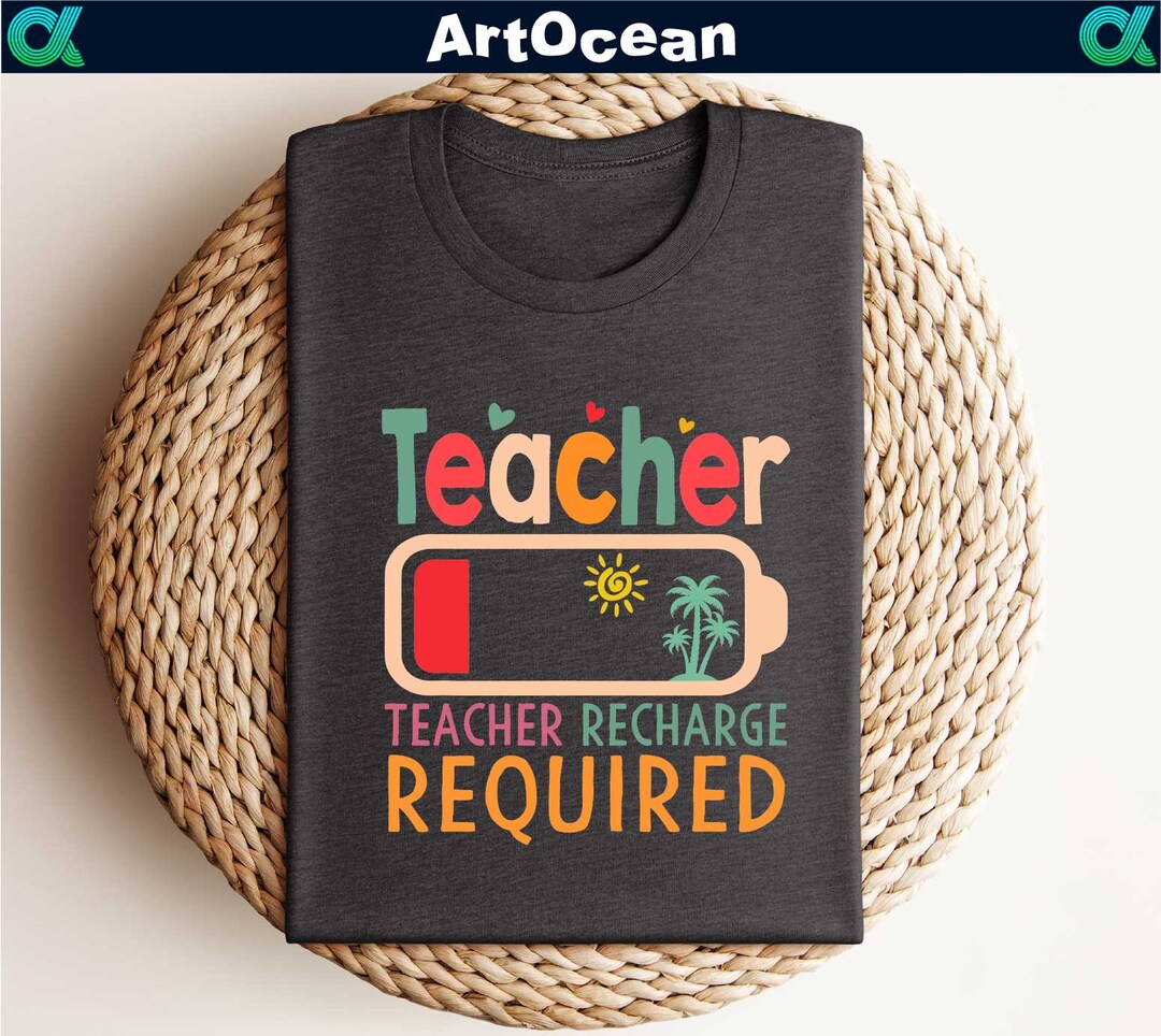 Teacher Summer Recharge Required Shirt,teacher Summer Vacation,funny Teacher Summer Shirt,gift ...
