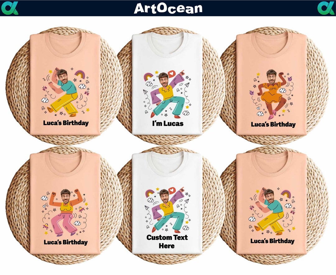 Personalized Face Stick Figures Birthday Shirt,birthday Photo Shirt,custom Photo Tee,custom ...