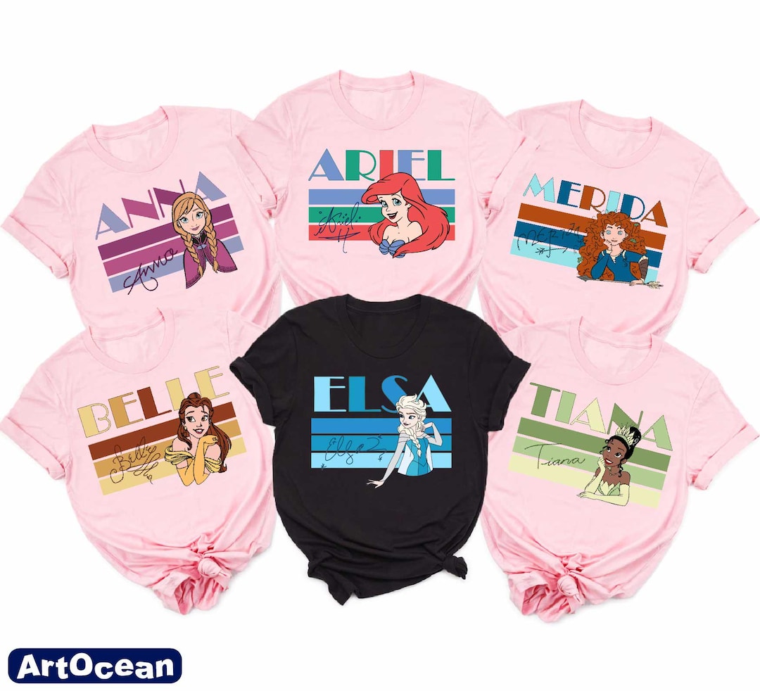 Disney Princess Shirt,disney Princess Characters Shirt,princess Group ...