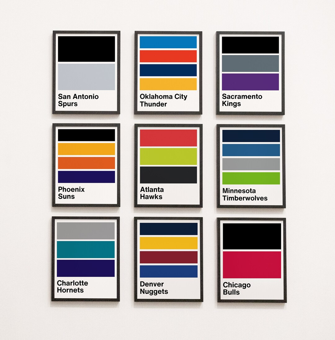NBA Team Colors Poster DIGITAL DOWNLOAD 8x10in. - Etsy