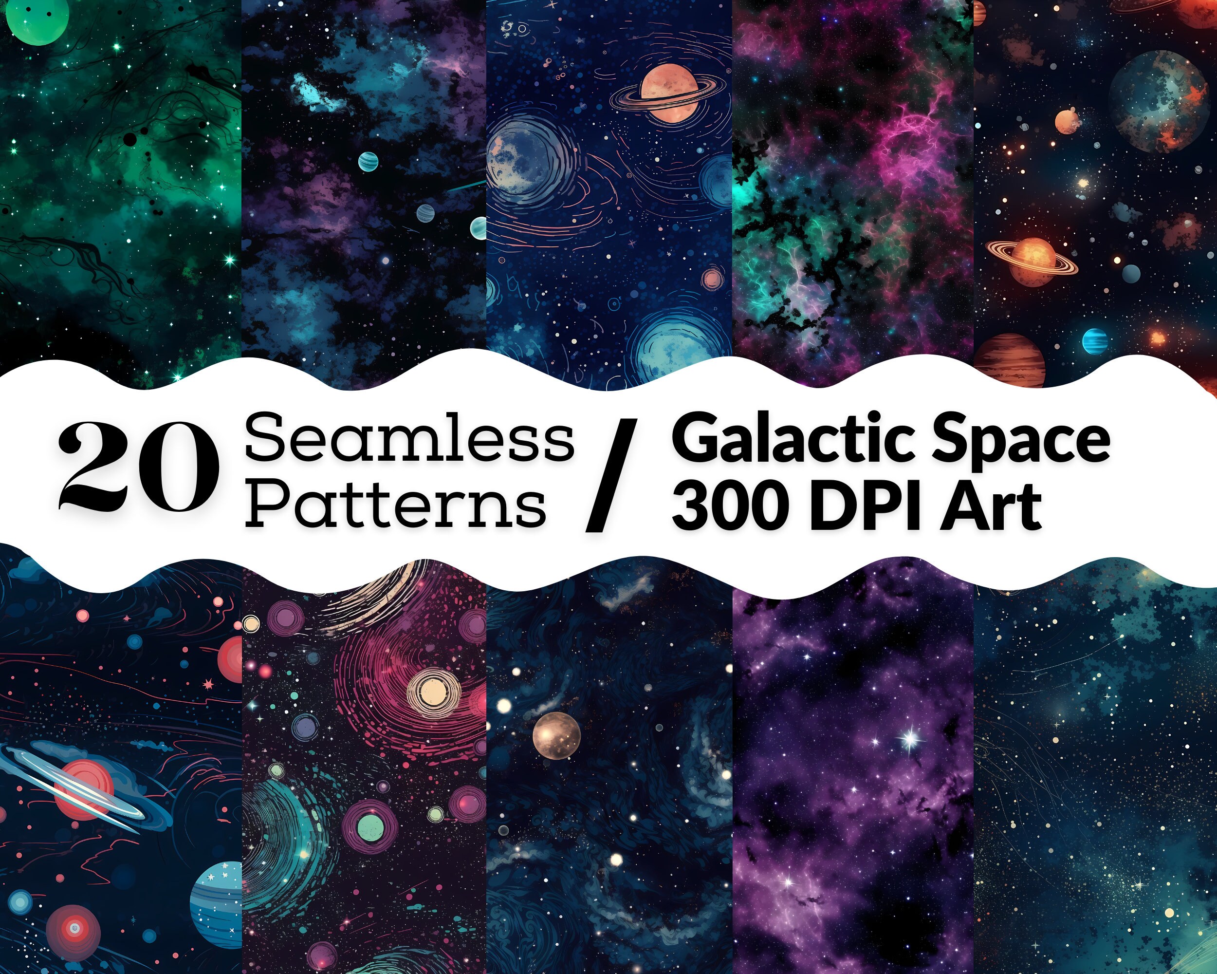 Galaxy Space Digital Seamless Pattern Set 20 High Quality - Etsy