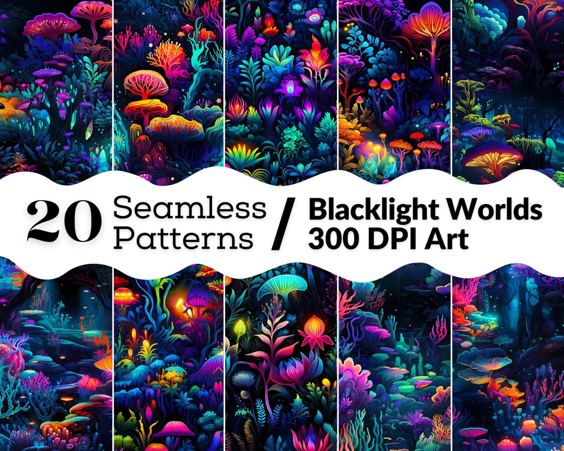 Blacklight Worlds Digital Seamless Pattern Set 20 High Quality ...