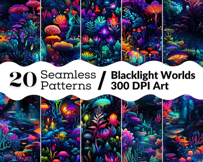 Blacklight Worlds Digital Seamless Pattern Set 20 High Quality ...