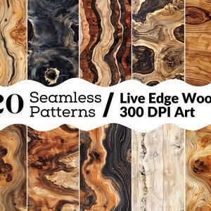 Wood Live Edge Digital Seamless Pattern Set 20 High Quality Printable ...