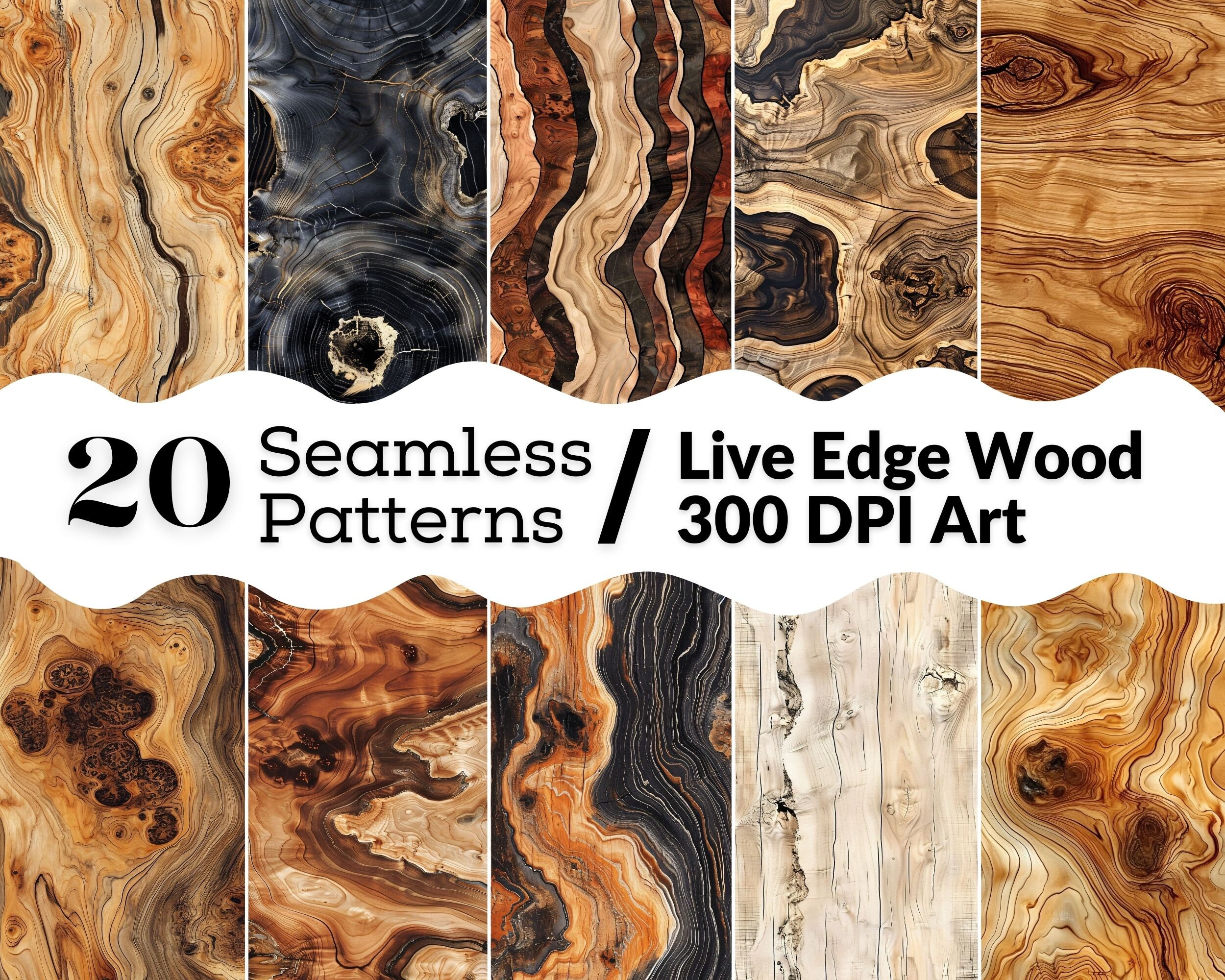 Wood Live Edge Digital Seamless Pattern Set 20 High Quality Printable ...