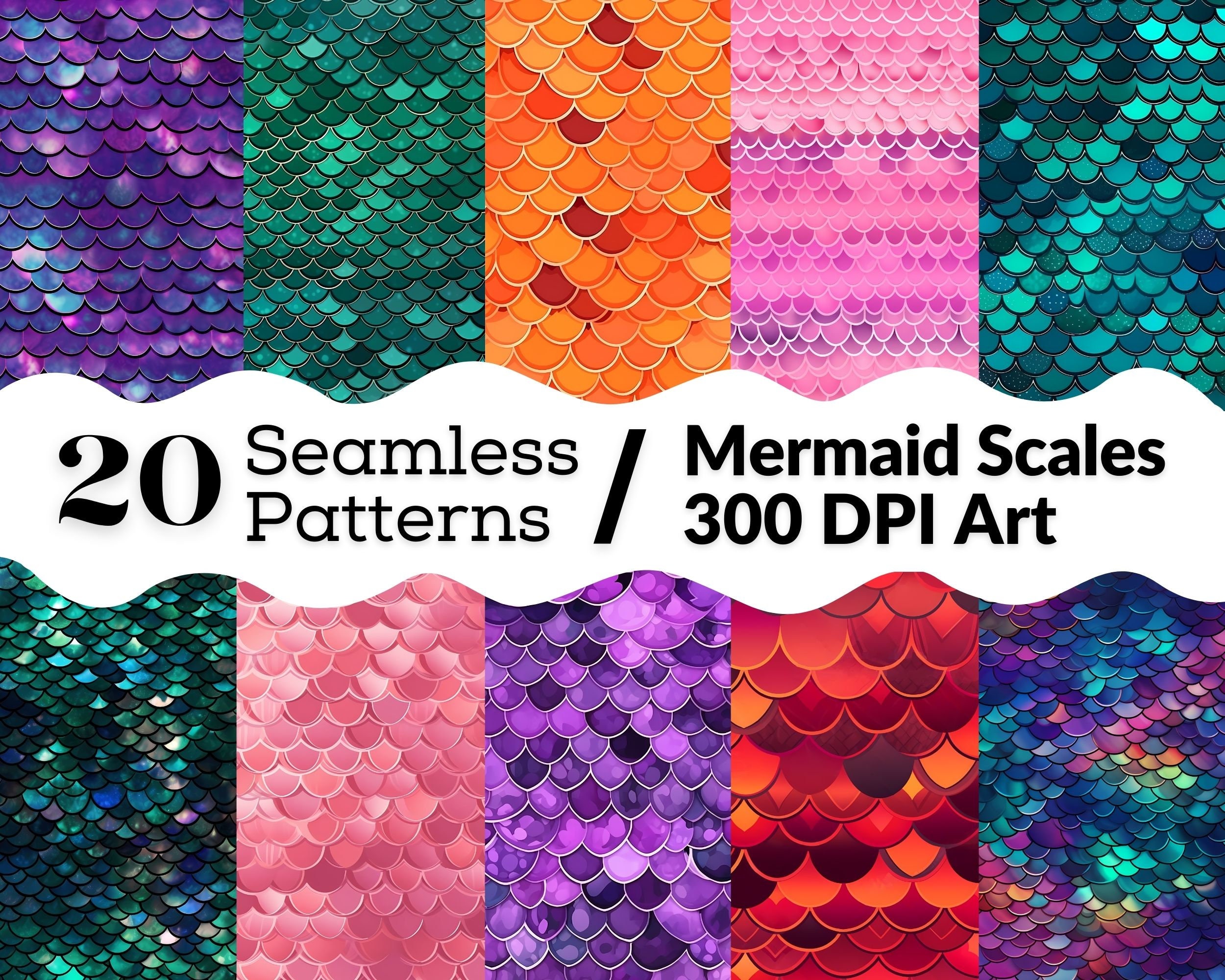 Mermaid Scales Digital Seamless Pattern Set 20 High Quality - Etsy