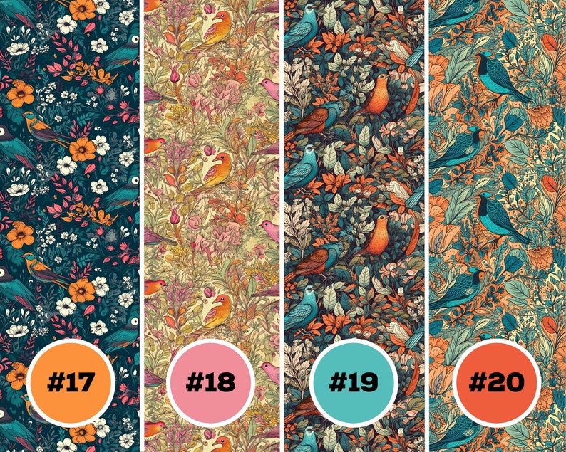 Bird & Floral Digital Seamless Pattern Set 20 High Quality Printable ...