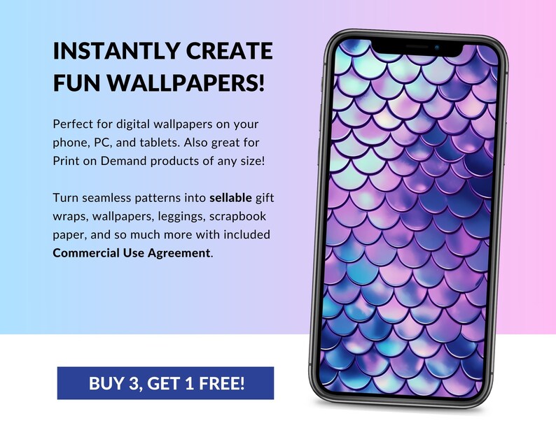 Mermaid Scales Digital Seamless Pattern Set 20 High Quality Printable ...