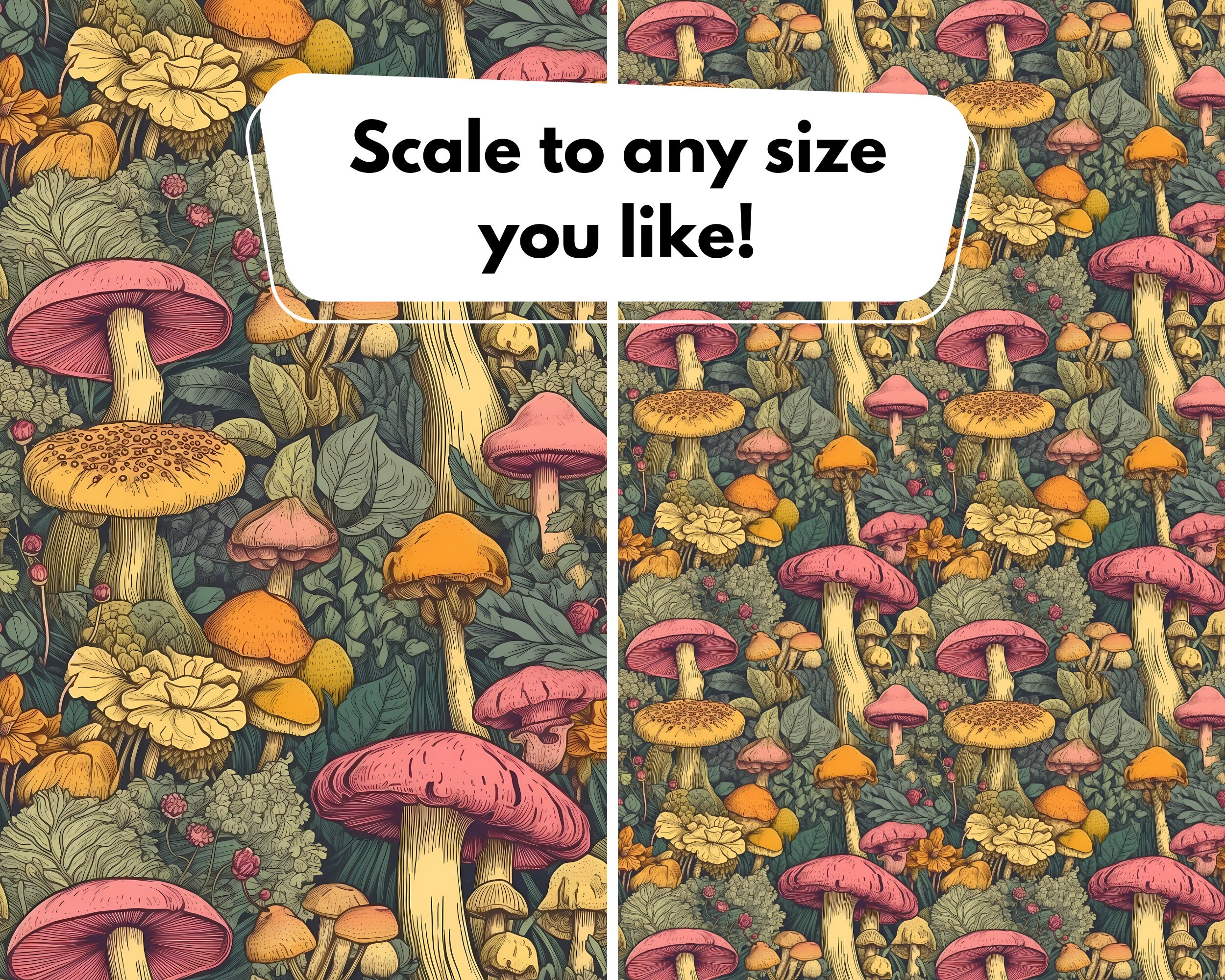 Mushrooms Seamless Pattern Set 20 High Quality Printable Images ...