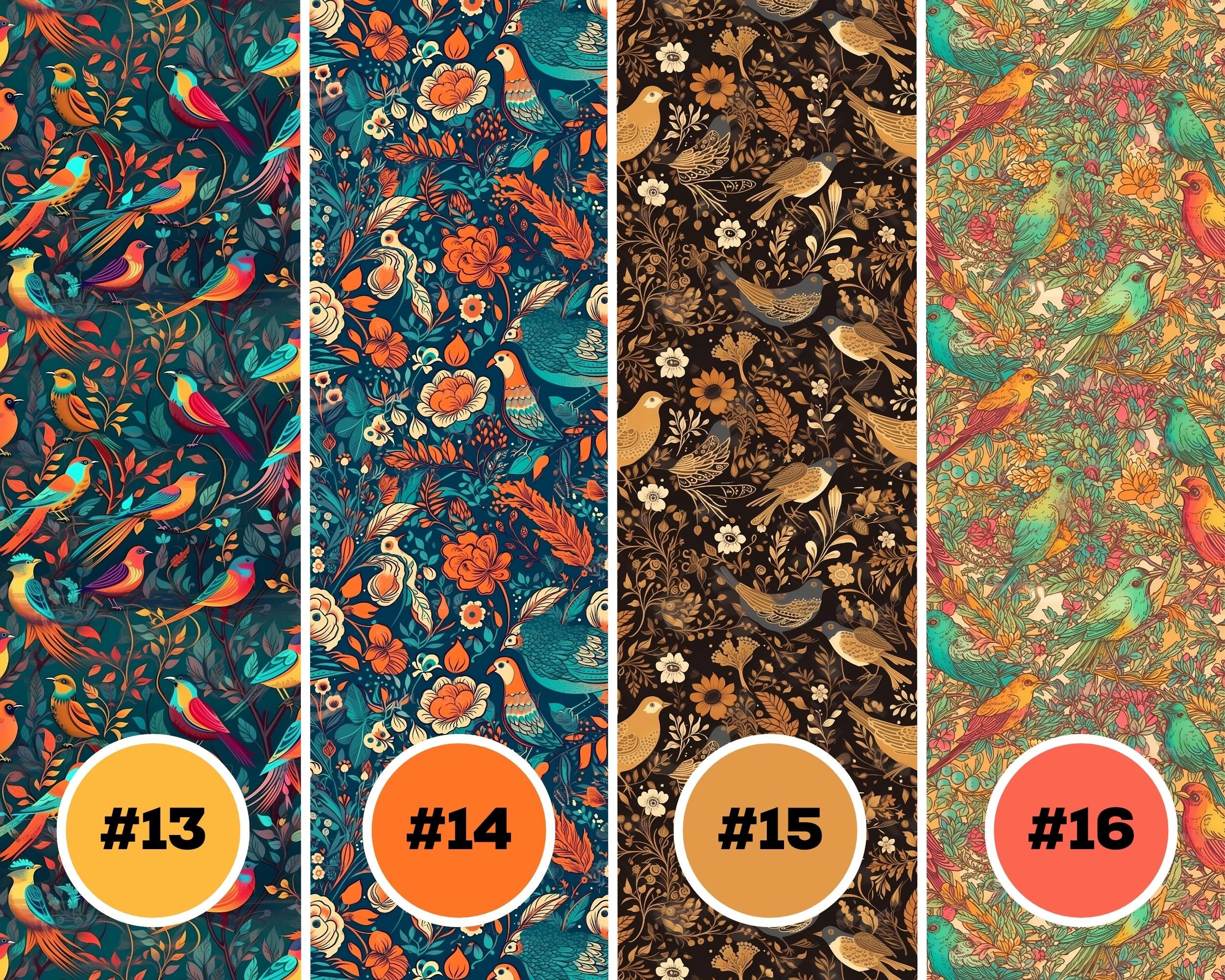 Bird & Floral Digital Seamless Pattern Set 20 High Quality - Etsy