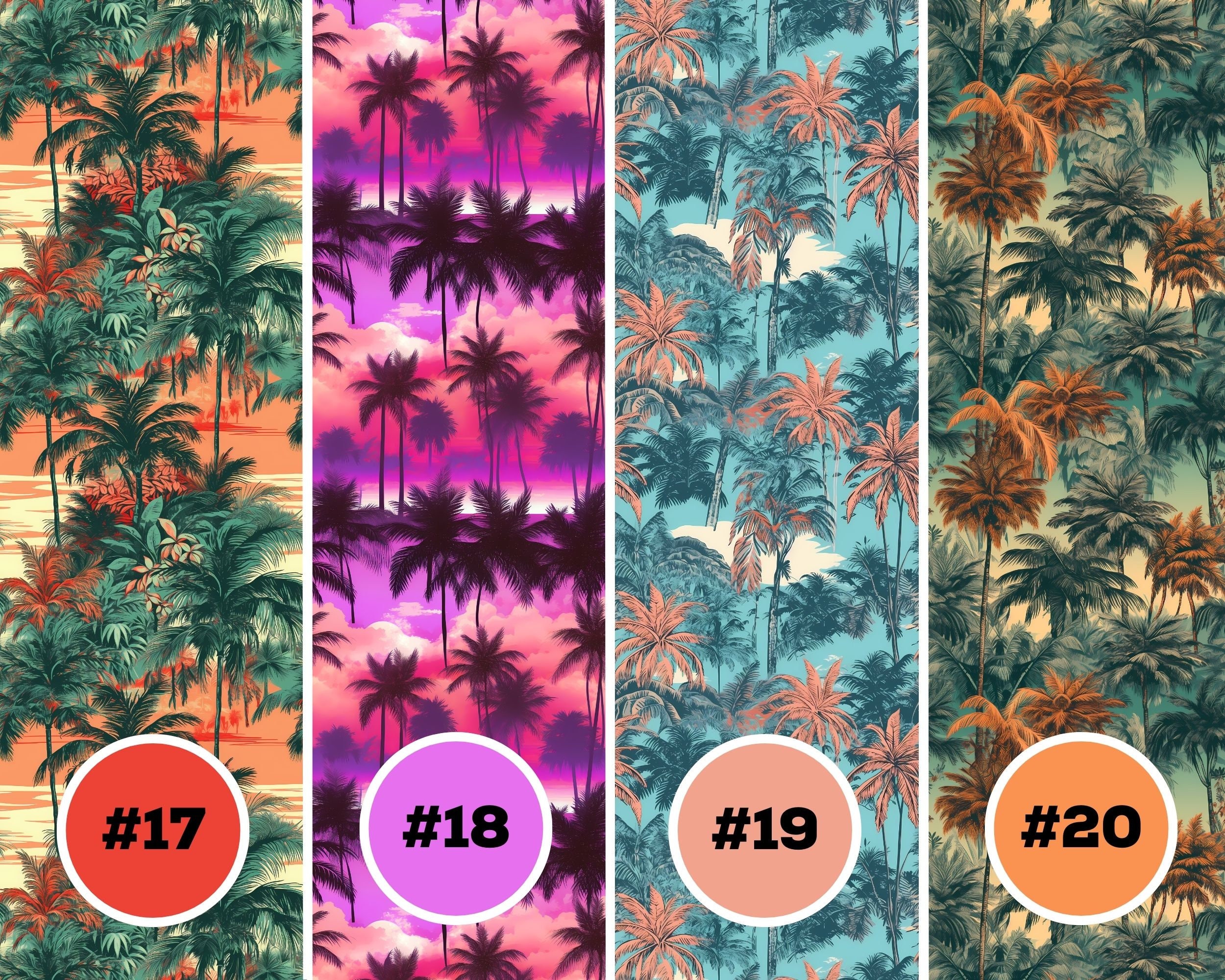 Palm Trees Fun Digital Seamless Pattern Set 20 Printable Images ...