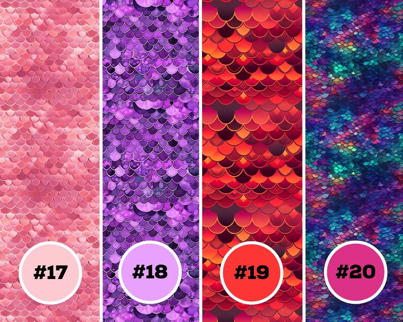 Mermaid Scales Digital Seamless Pattern Set 20 High Quality Printable ...