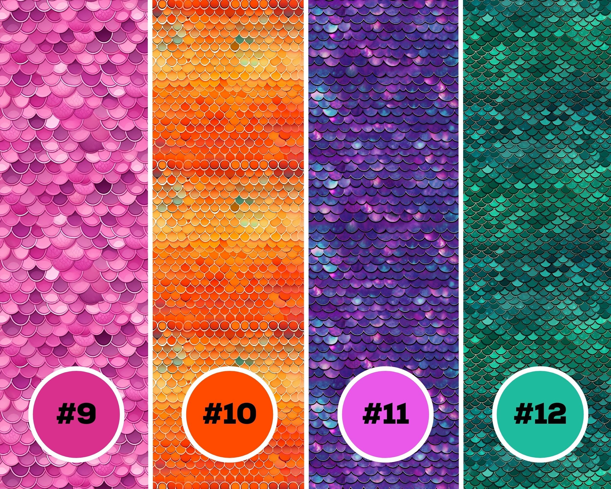 Mermaid Scales Digital Seamless Pattern Set 20 High Quality Printable ...
