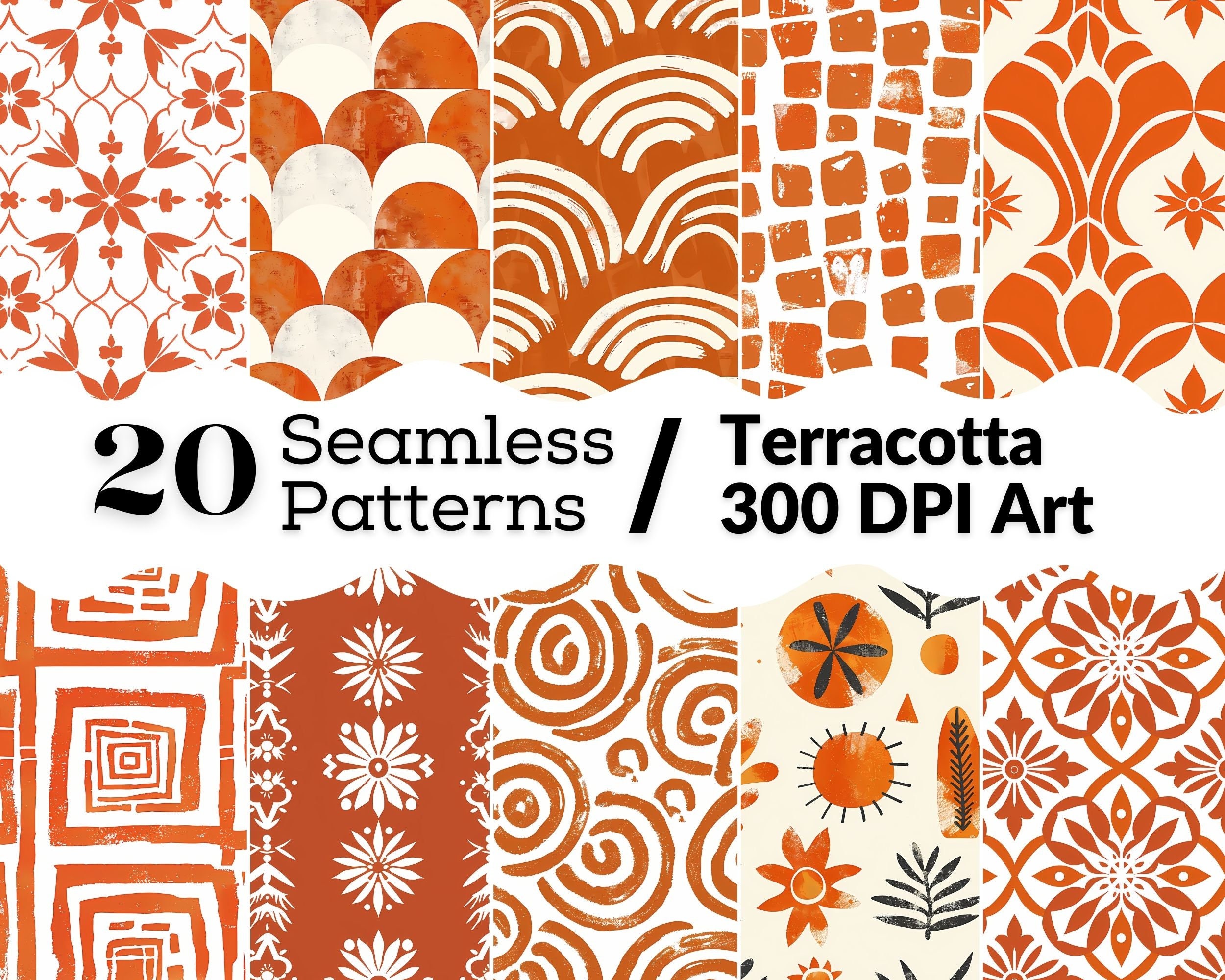Terracotta Tiles Digital Seamless Pattern Set 20 HQ Printable Images ...