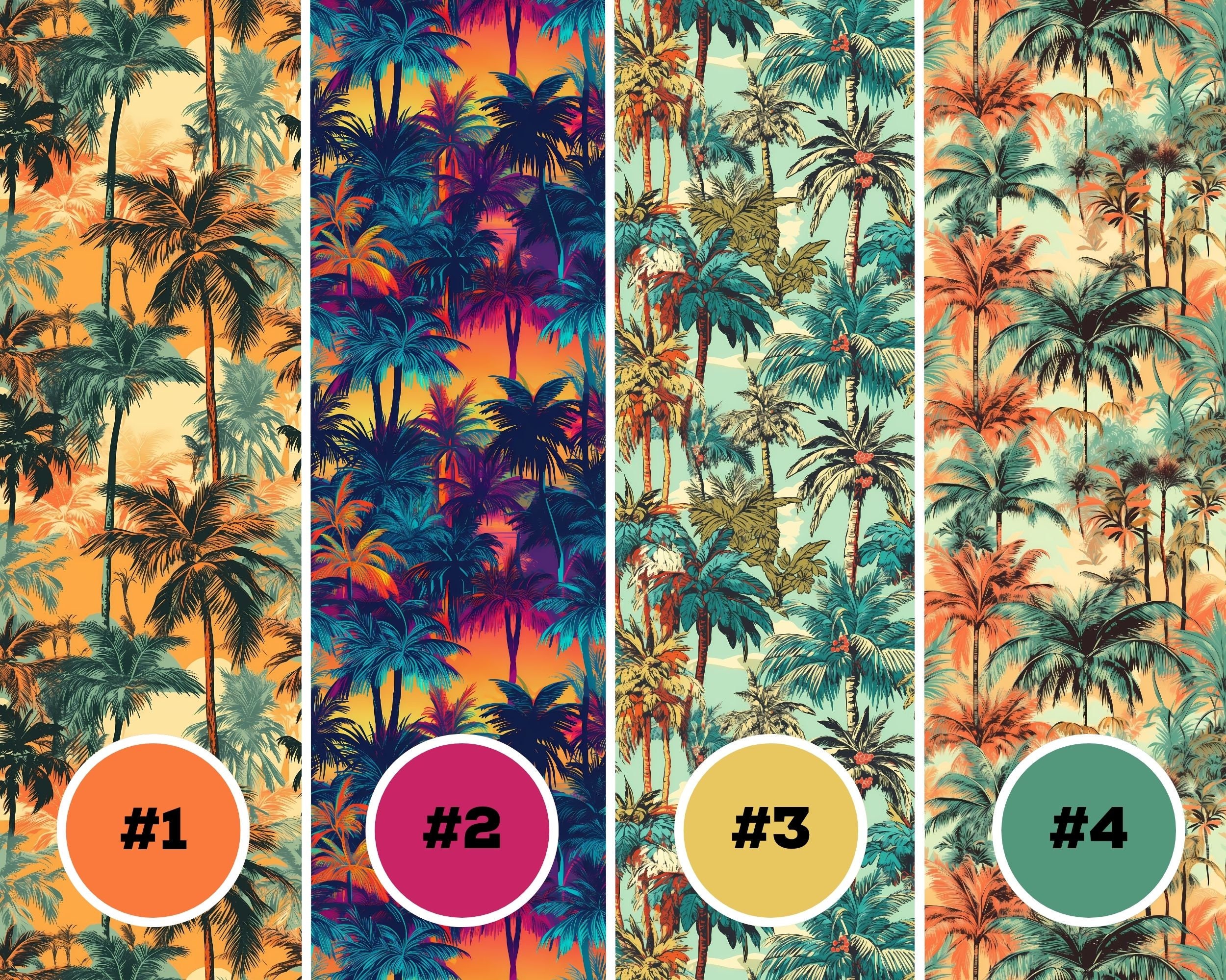 Palm Trees Fun Digital Seamless Pattern Set 20 Printable Images ...