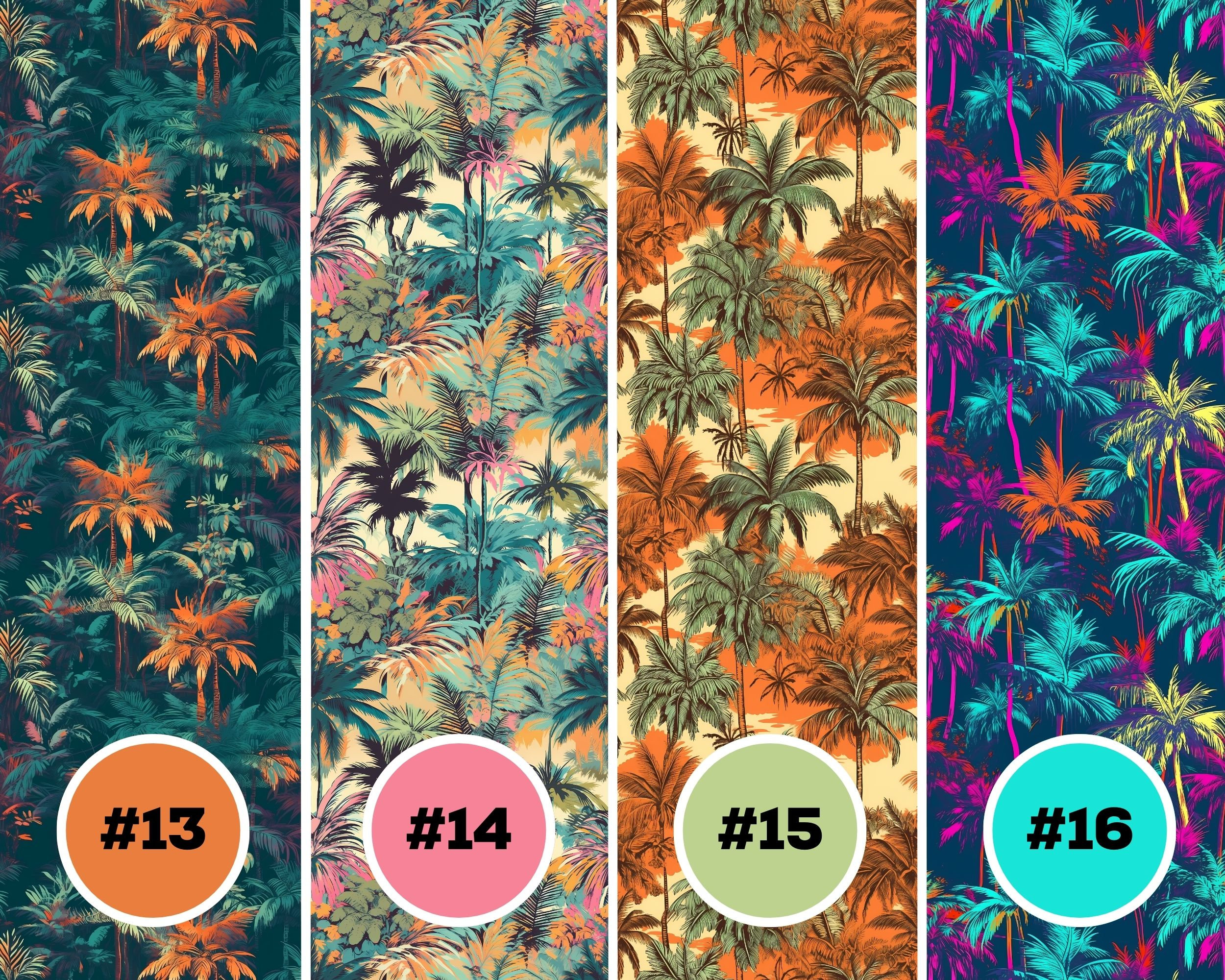 Palm Trees Fun Digital Seamless Pattern Set 20 Printable Images ...