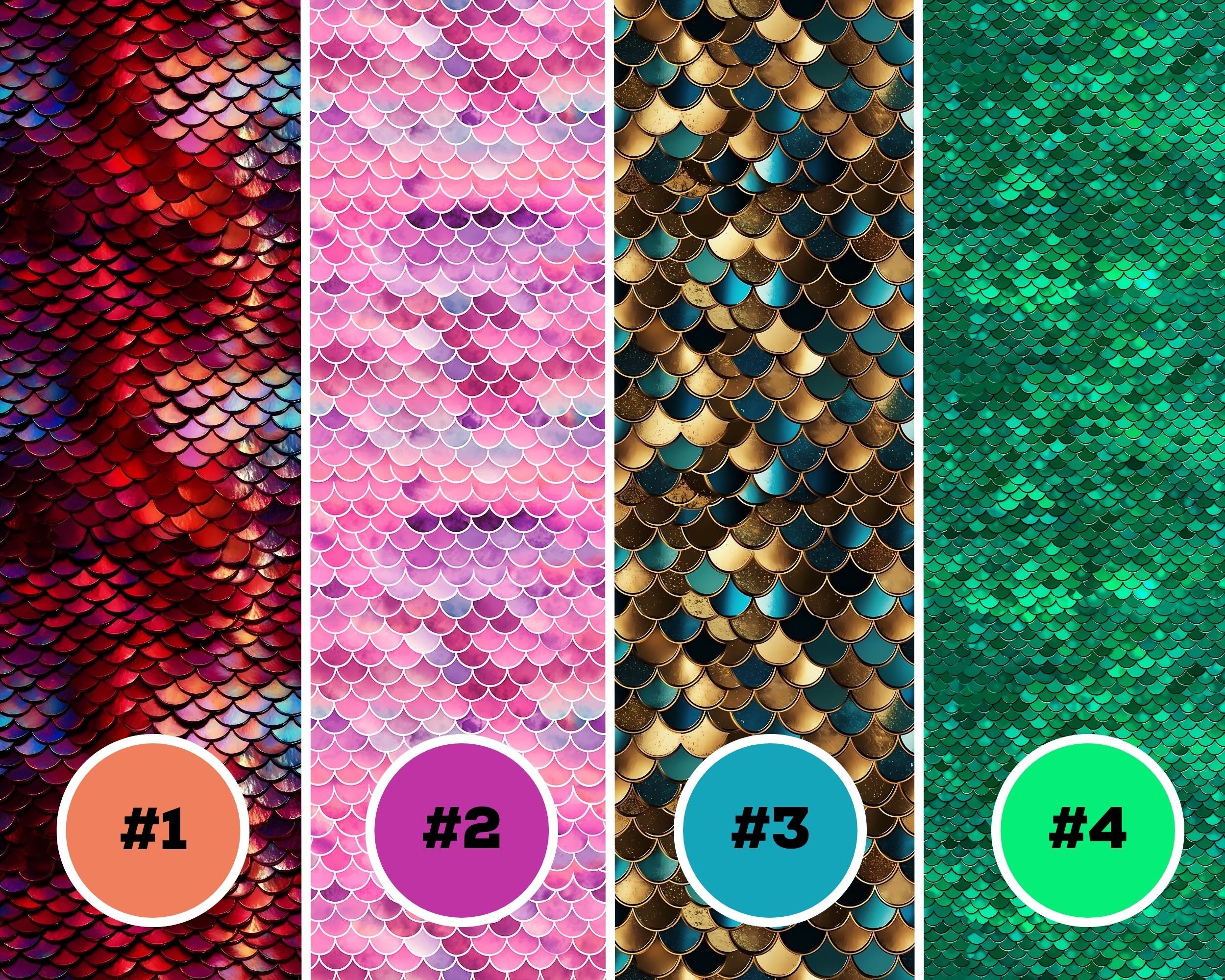 Mermaid Scales Digital Seamless Pattern Set 20 High Quality Printable ...