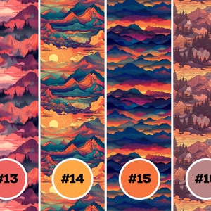 Sunset Mountain Digital Seamless Pattern Set 20 High Quality Printable ...