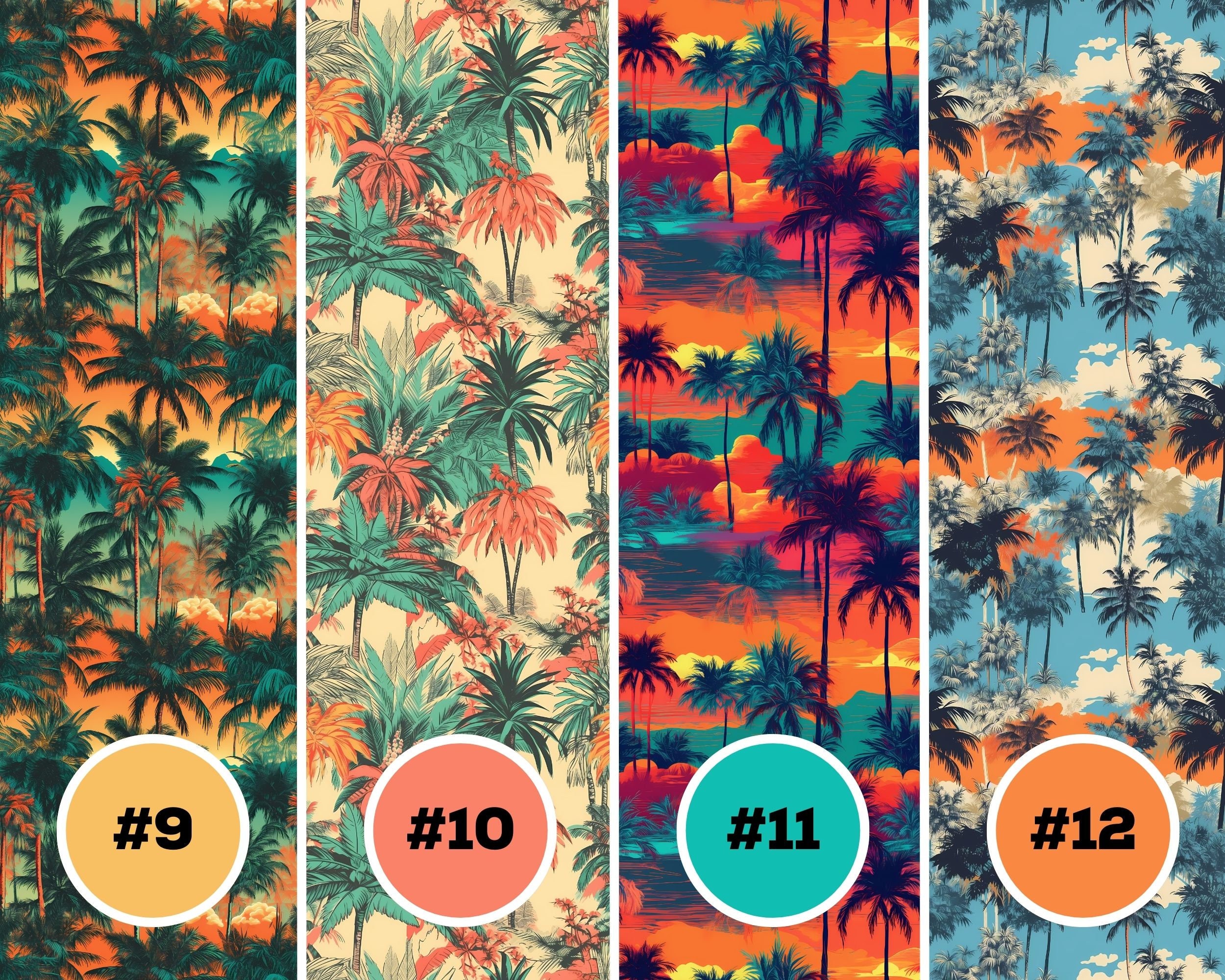 Palm Trees Fun Digital Seamless Pattern Set 20 Printable Images ...