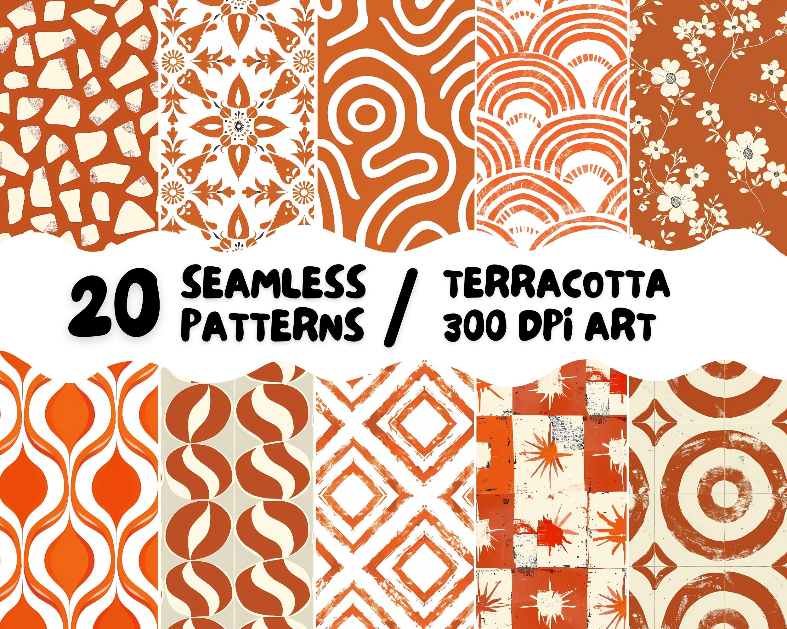 Terracotta Tiles Digital Seamless Pattern Set 20 HQ Printable Images ...
