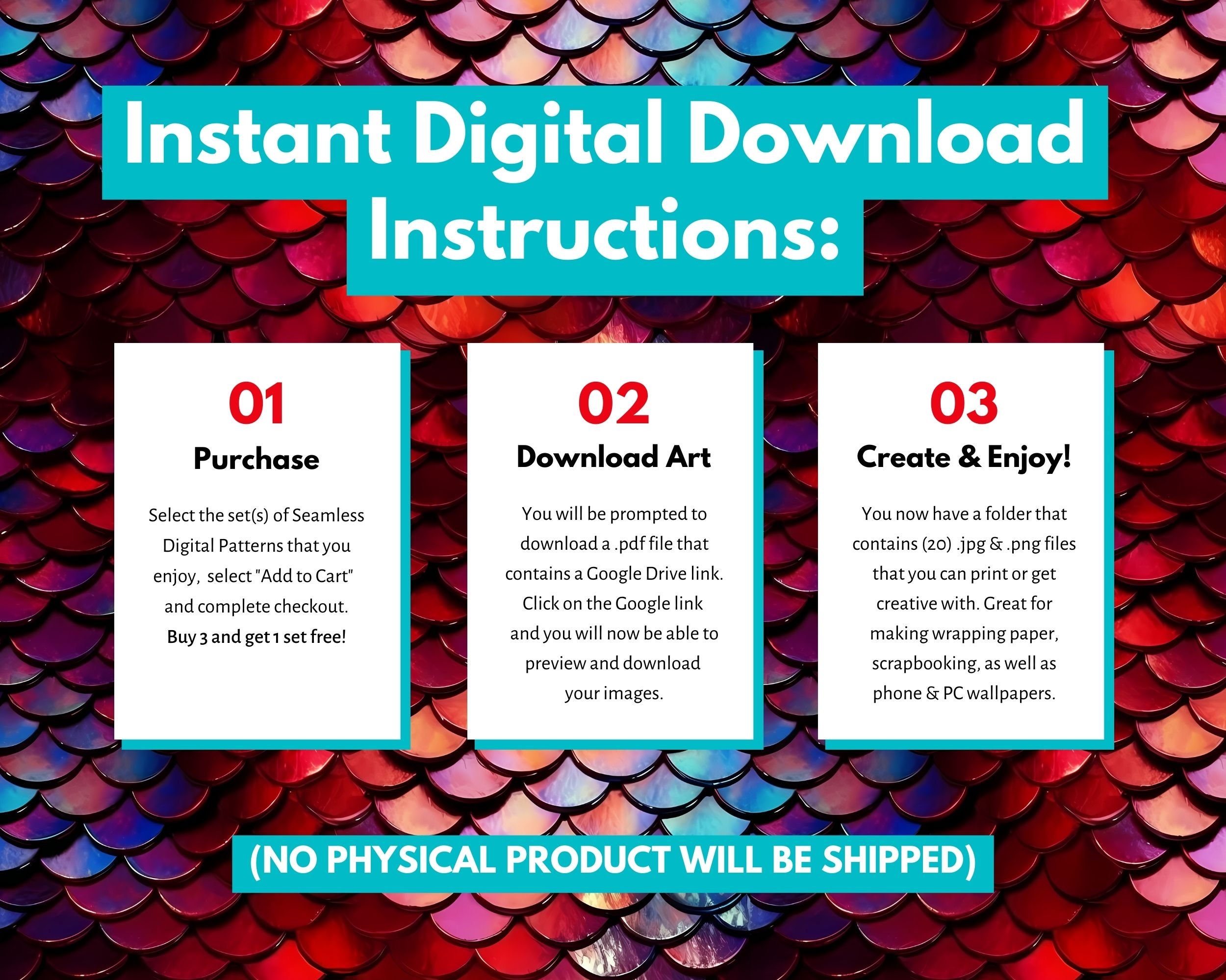 Mermaid Scales Digital Seamless Pattern Set 20 High Quality - Etsy