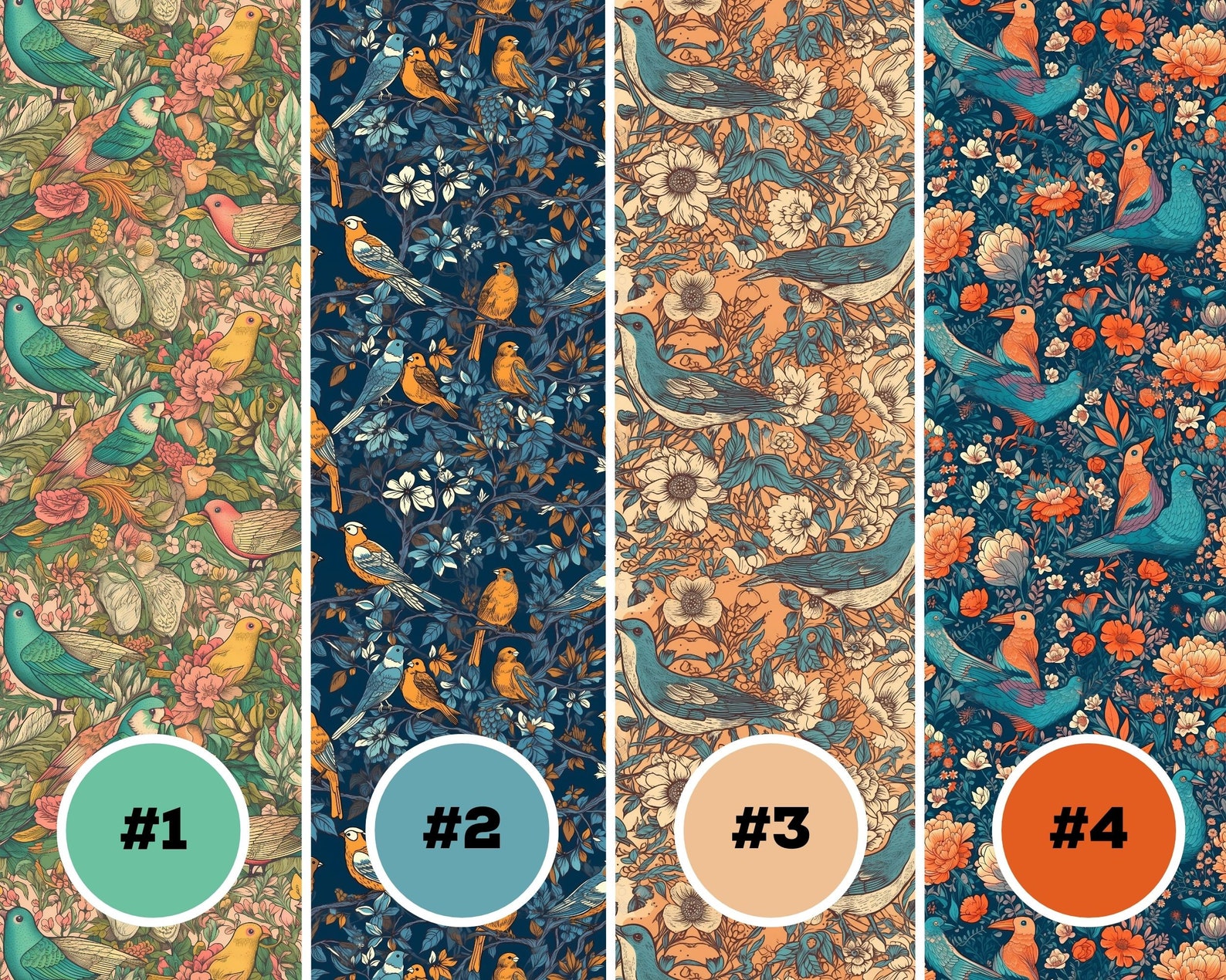 Bird & Floral Digital Seamless Pattern Set 20 High Quality Printable ...