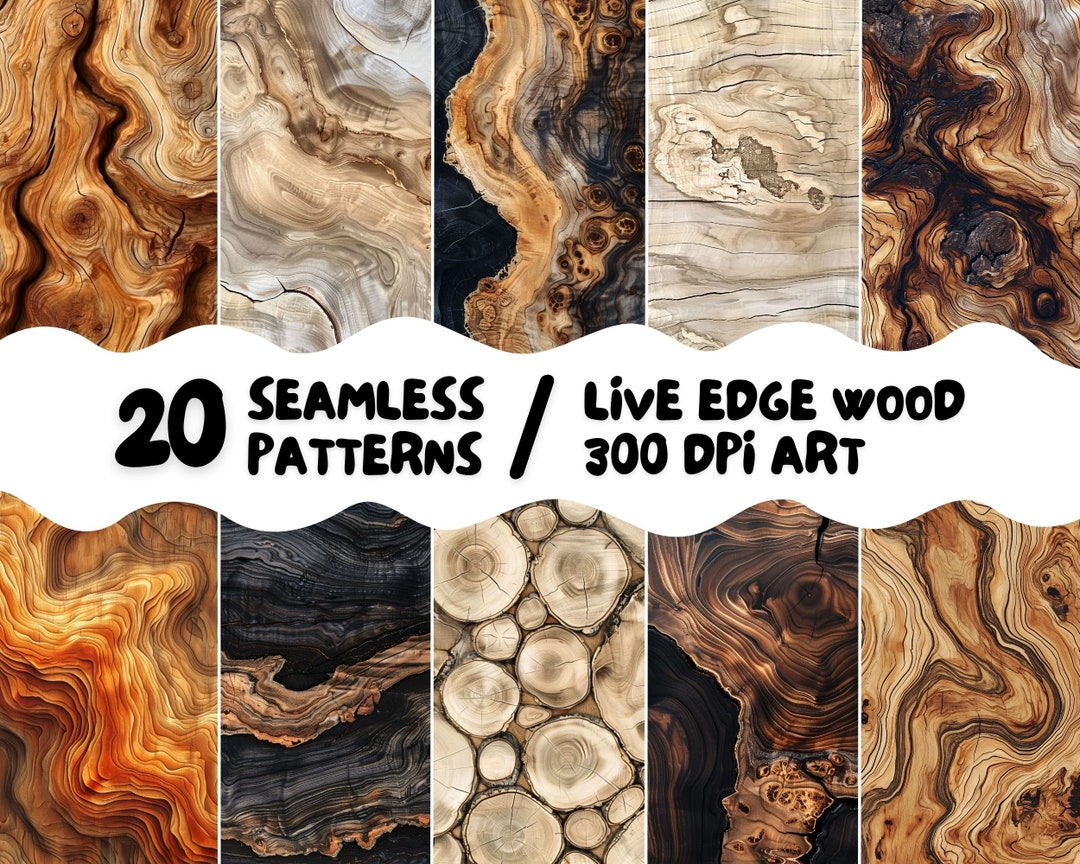 Wood Live Edge Digital Seamless Pattern Set 20 High Quality Printable ...