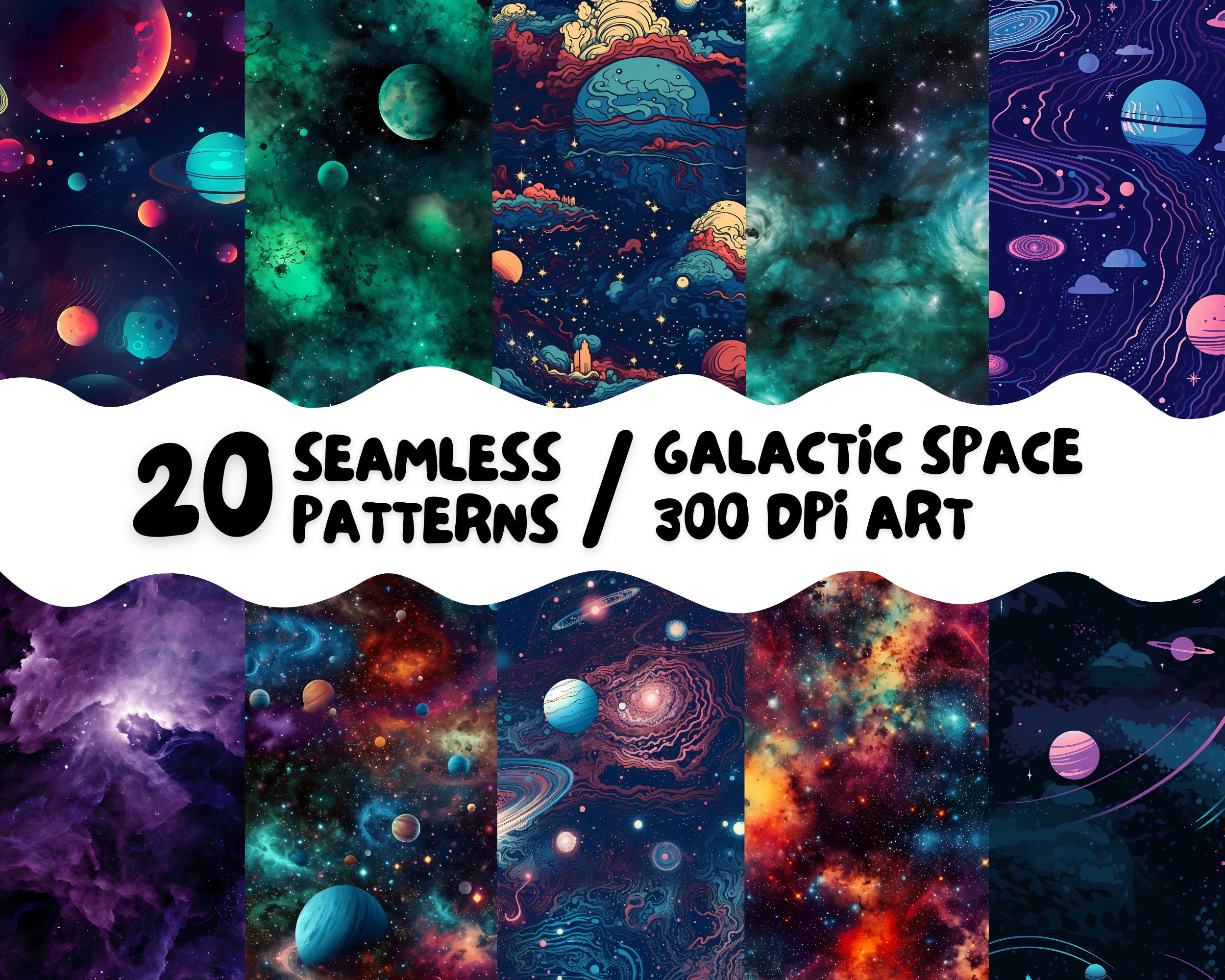 Galaxy Space Digital Seamless Pattern Set 20 High Quality - Etsy