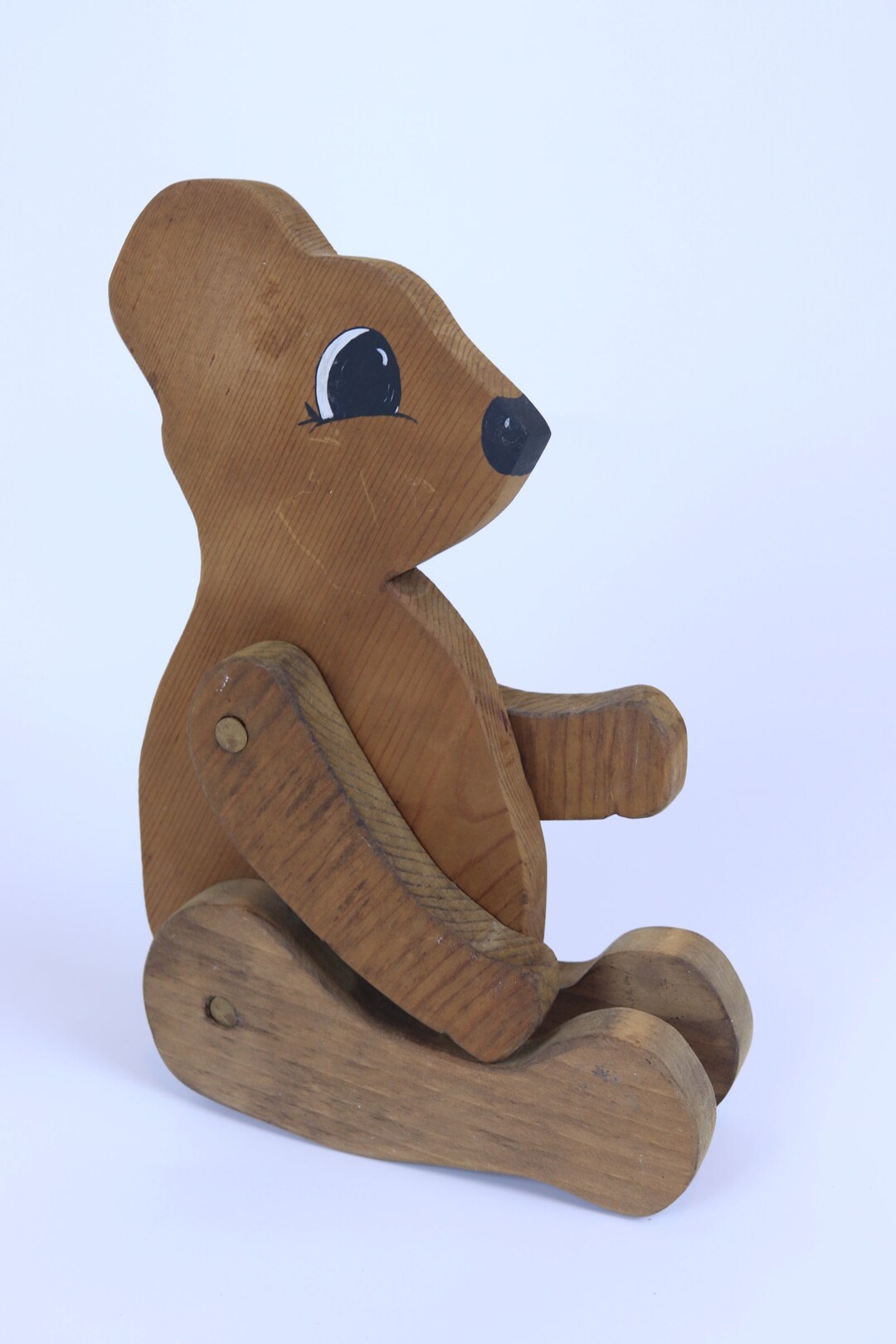 Vintage Teddy Bear Wooden Brown Moveable Joints - Etsy