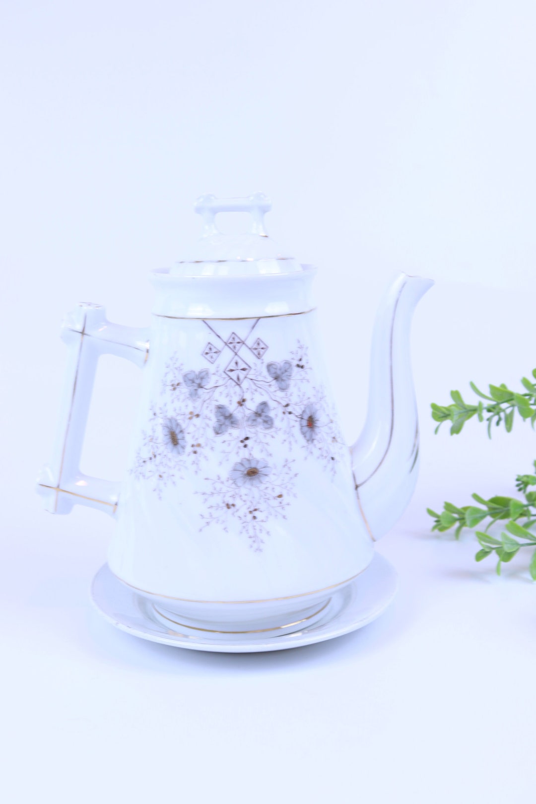 Antique Victorian Aesthetic Movement Design Coffee Pot With Under Plate ...