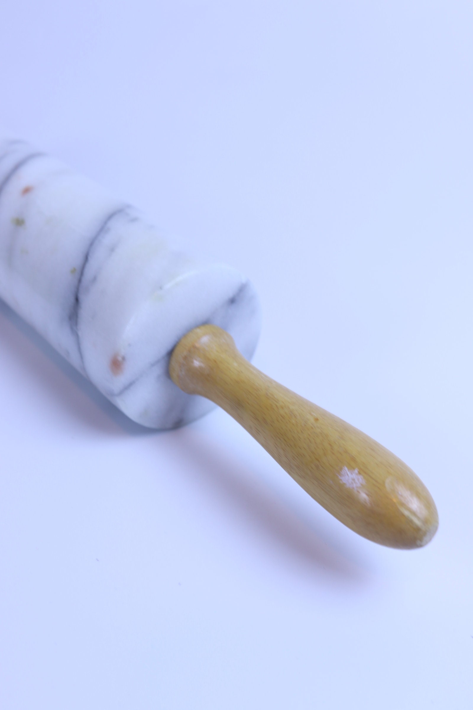 Vintage Marble Stone Rolling Pin Wood Handles Farmhouse Decor Baking ...