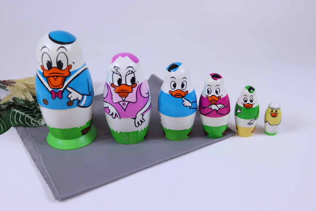 6 Vintage 1950's Walt Disney DONALD DUCK Russian Nesting Dolls Eichhorn ...