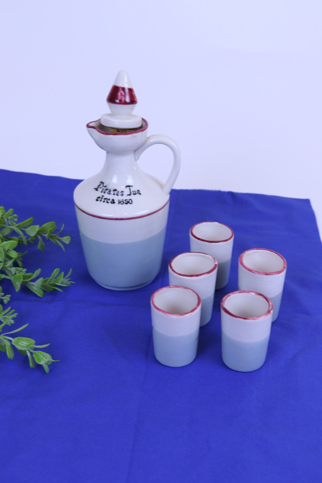 Vintage Ceramic Pirates Jug Circa 1650 Miniature Set With 5 Shot ...