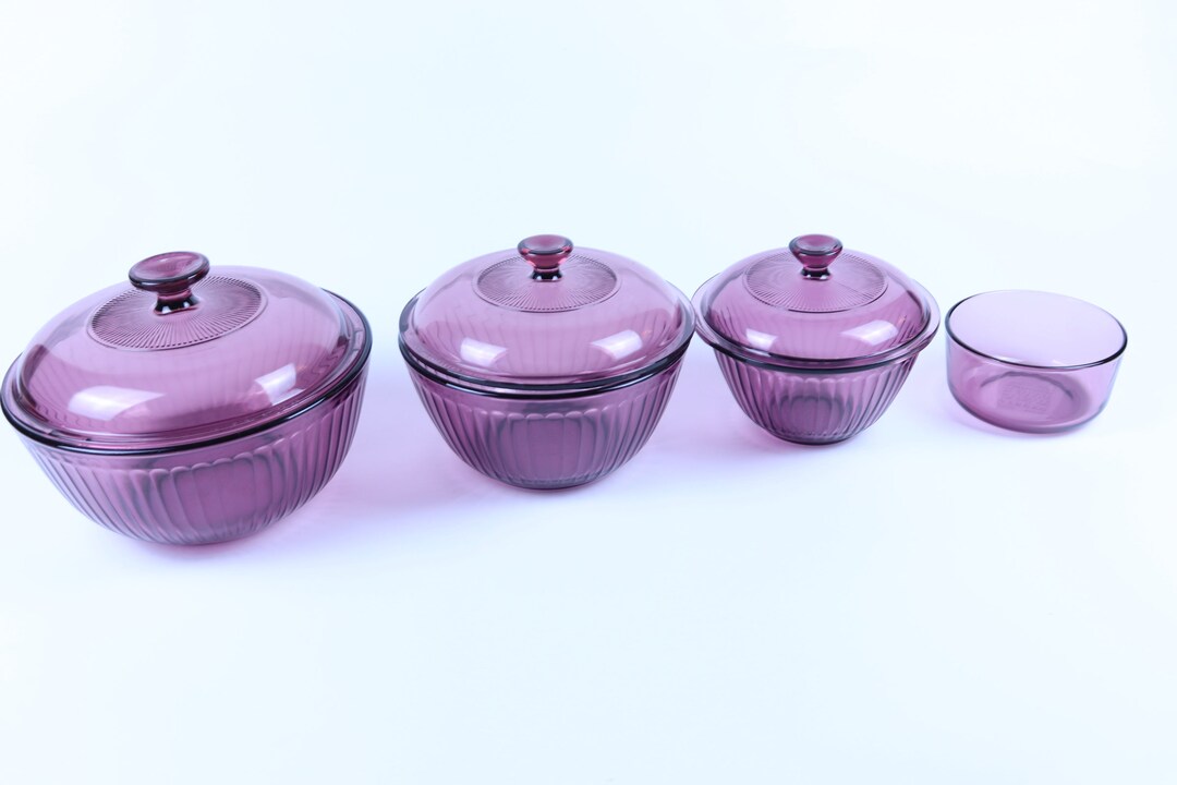 Pyrex Cranberry Purple Glass Nesting Mixing Bowls Vintage Set - Etsy