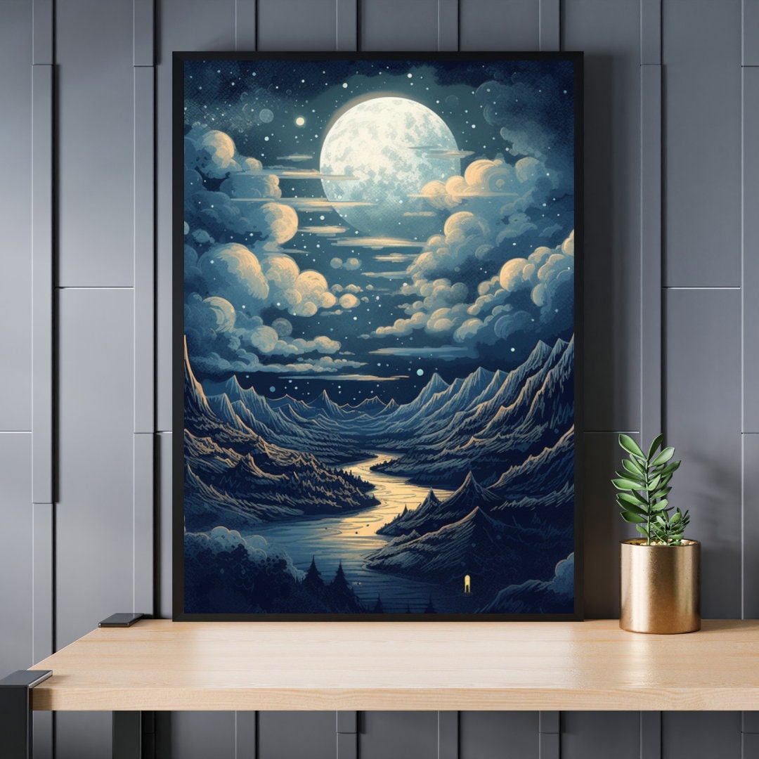 Realistic Full Moon Print, Nursery Wall Art, Moon Nursery, Moon Art ...