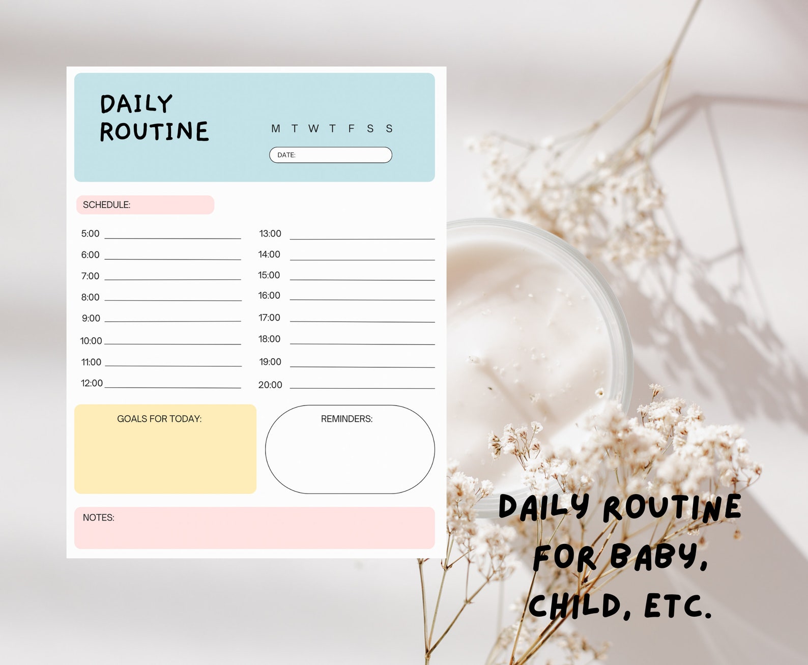 Daily Routine, Daily Schedule, Routine Outline, Printable Download ...