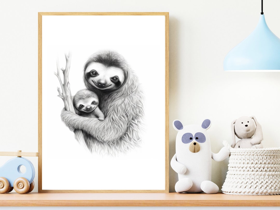 Sloth and Baby Print, Nursery Wall Art, Baby Sloth Nursery, Printable ...