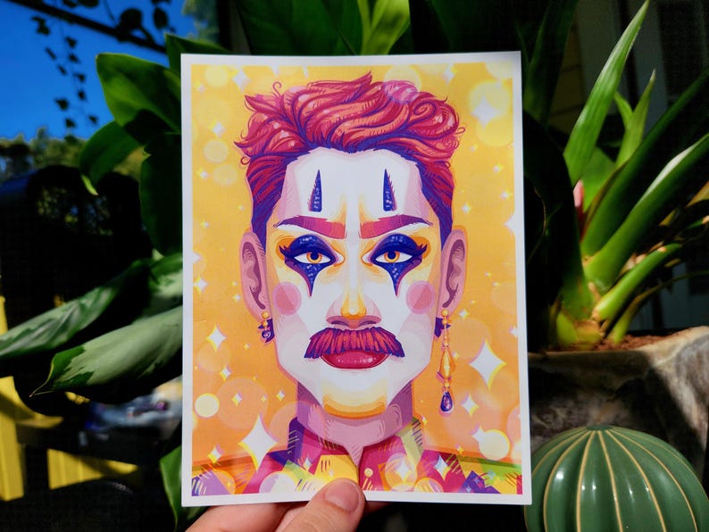 Colorful Clown Portrait Art Print - Bold & Vibrant Design - Etsy