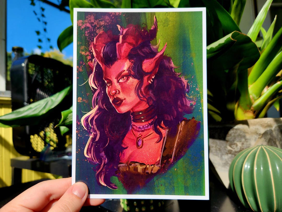 Dnd Tiefling Art Print - Fantasy Devil Woman Illustration - Etsy