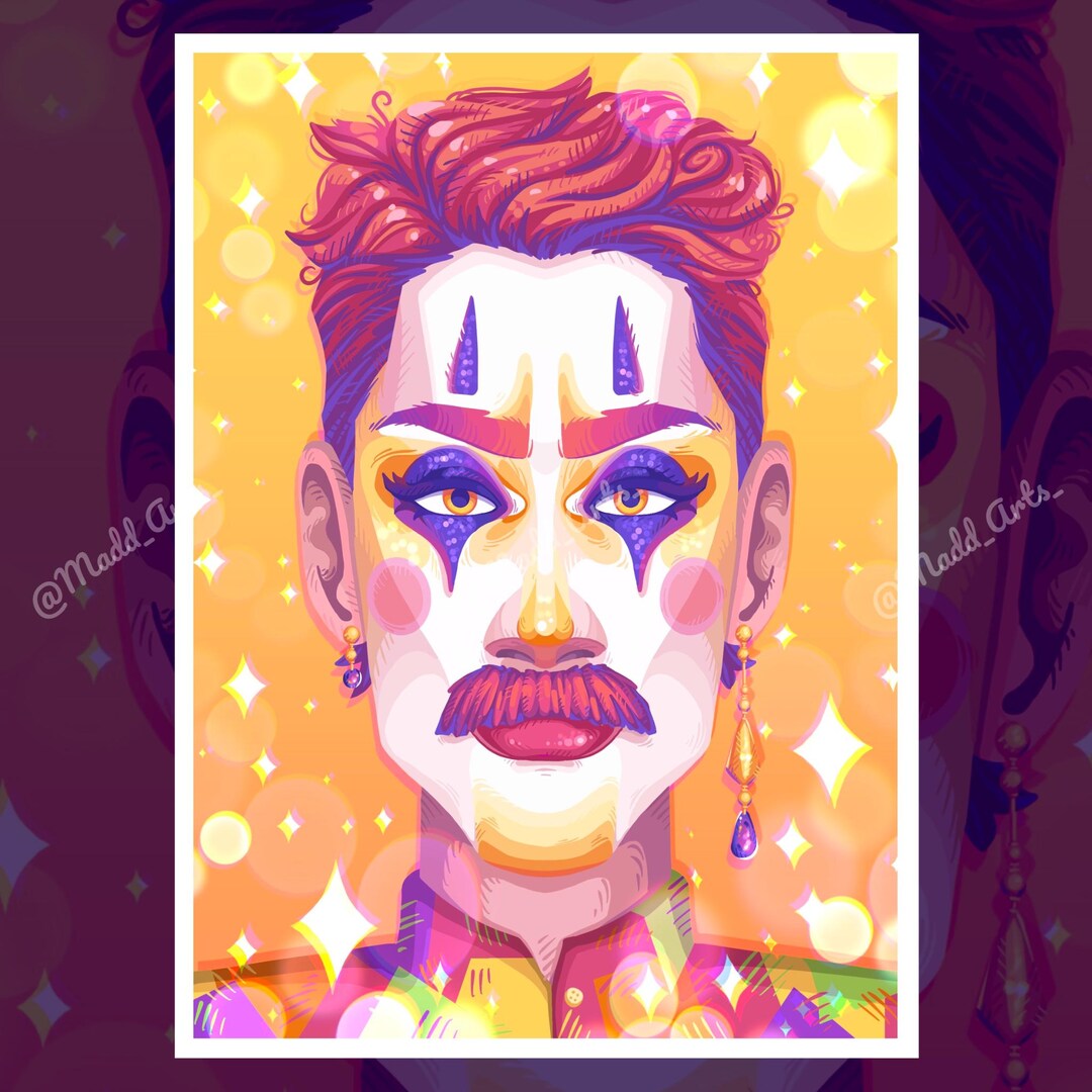 Colorful Clown Portrait Art Print - Bold & Vibrant Design - Etsy