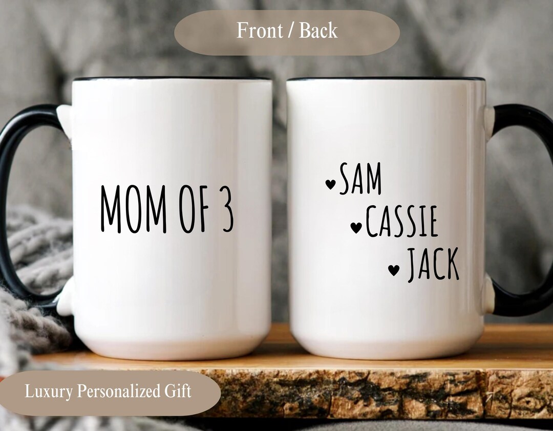 Personalized Mom of 3 Mug - Custom Mom Coffee Cup - Mother’s Day Gift ...