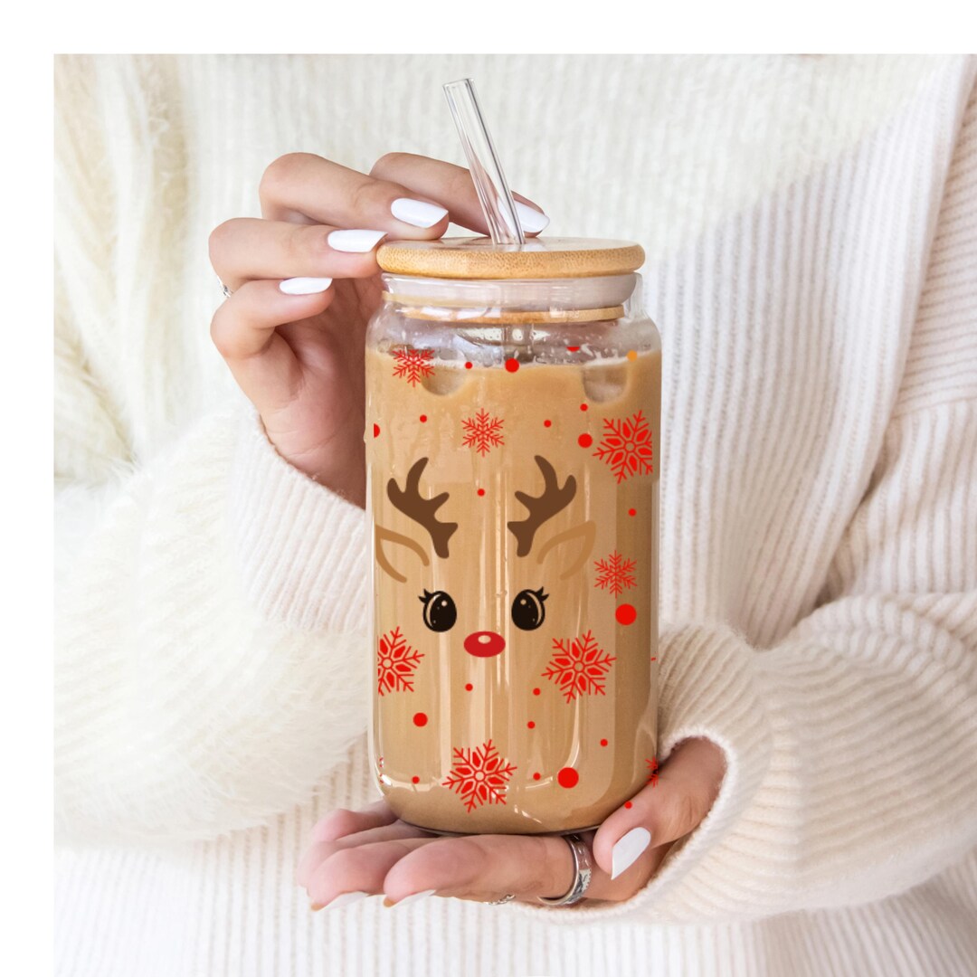 Christmas Gift Glass ,christmas Iced Coffee Glass,gingerbread Gift Mug ...