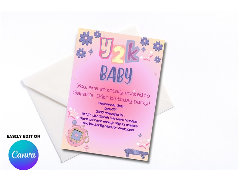 Y2K Birthday Invitation 2000s Birthday Theme Y2k Editable - Etsy
