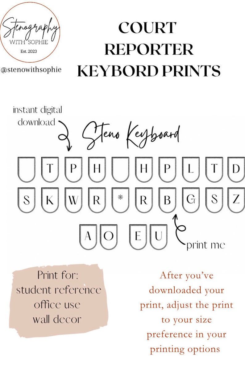Daisy Court Reporter Steno Keyboard Print - Etsy