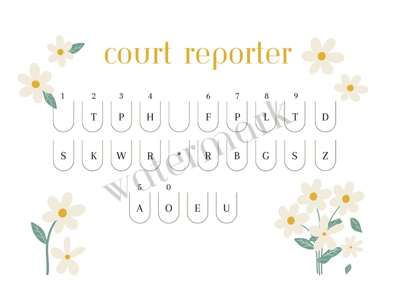 Daisy Court Reporter Steno Keyboard Print - Etsy