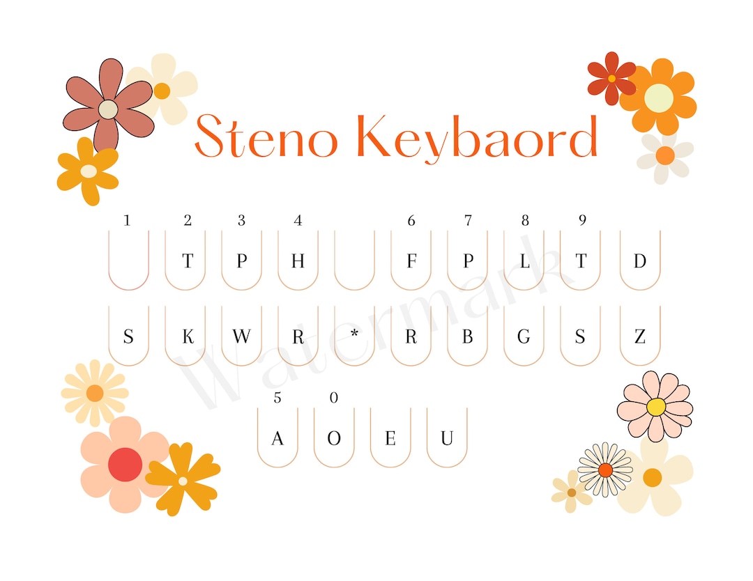 Floral Steno Keyboard Print - Etsy