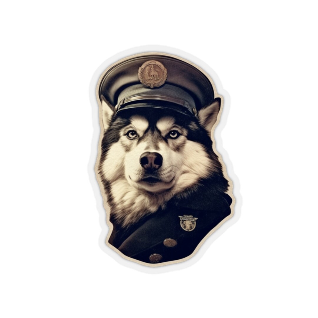 Husky Captain Sticker Cute Animal Sticker Cute Sticker - Etsy